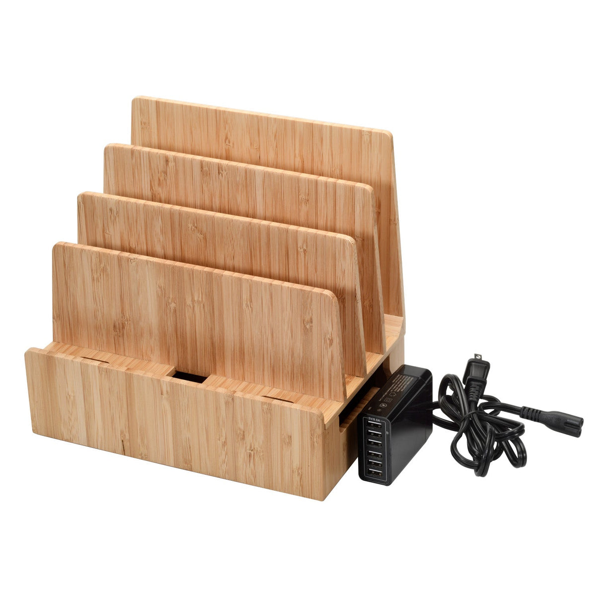 Bamboo Slim Stand Charging Station & Powermod 6-USB Charger Combo ...